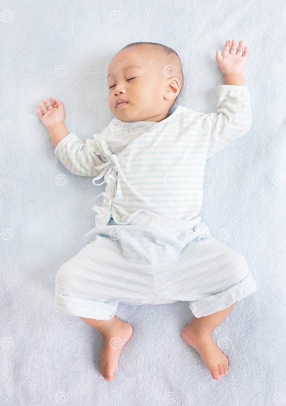 Sleeping baby on back stock image. Image of cute, human - 63273301