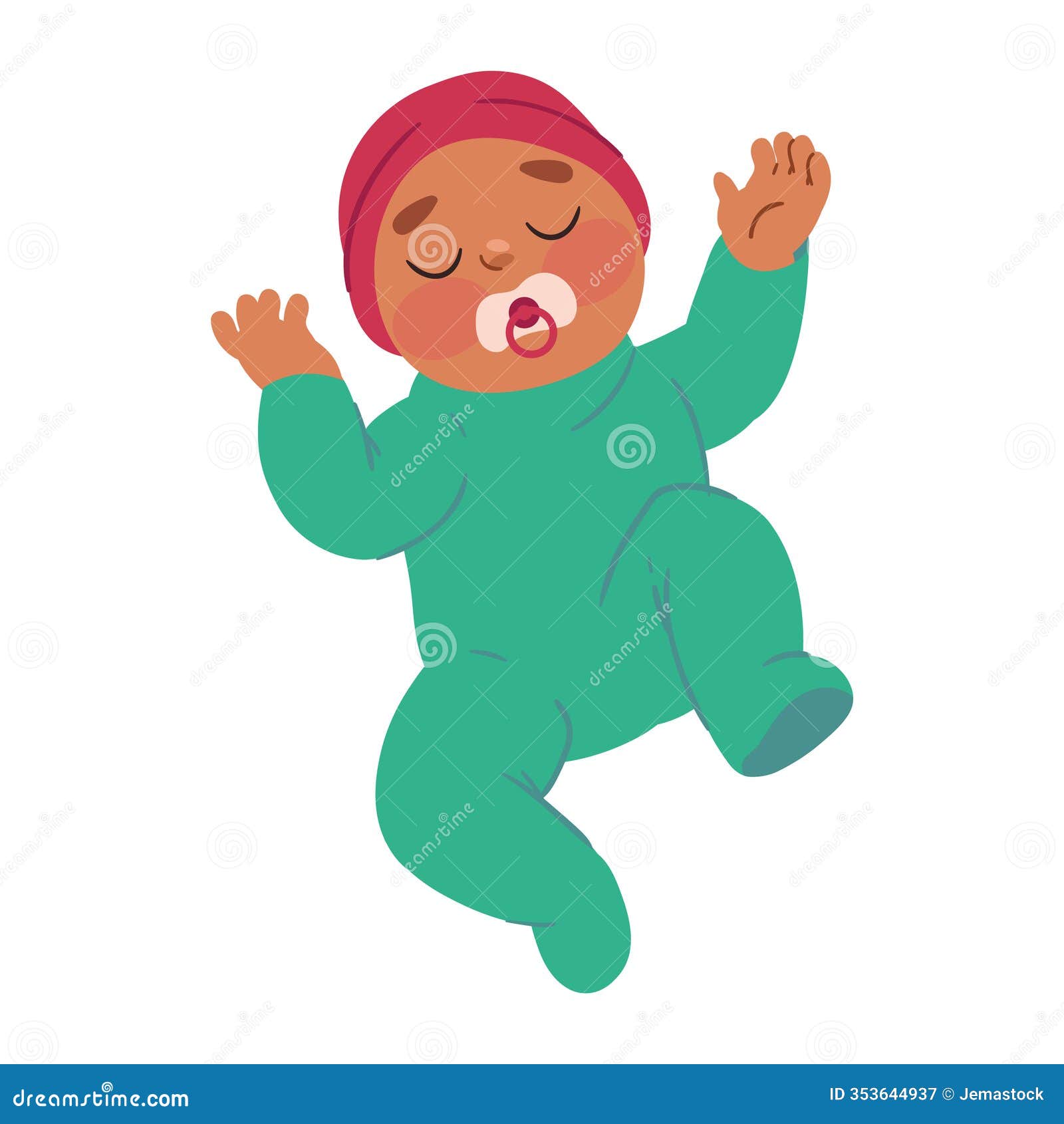 Sleeping Baby Boy with Pacifier Stock Illustration - Illustration of ...