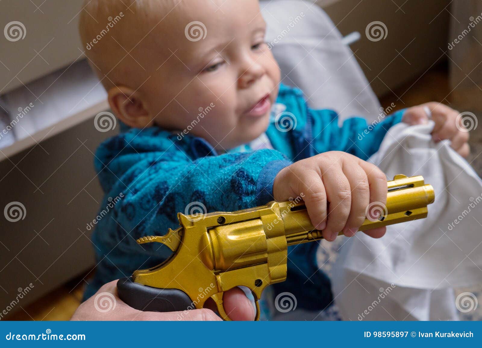 Sleeping Baby with a Gun in His Hands Stock Image - Image of baby ...