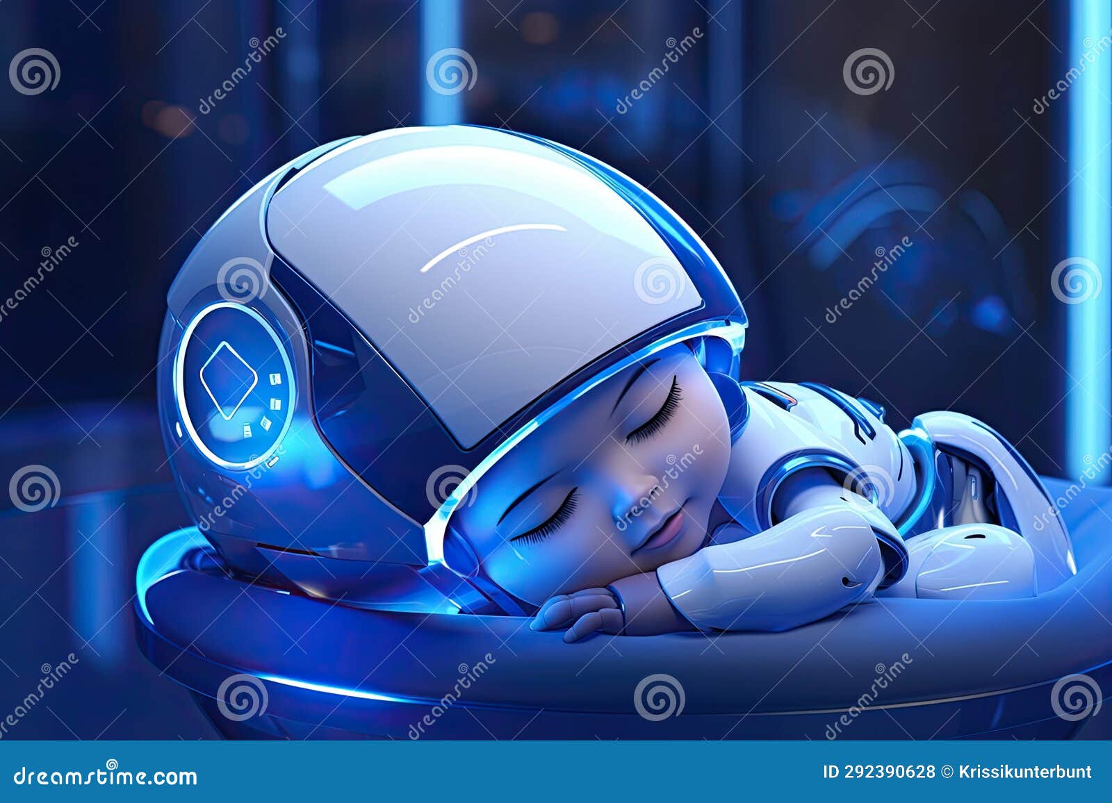 Sleeping Baby Robot Futuristic Future Digital Technology AI Generated ...