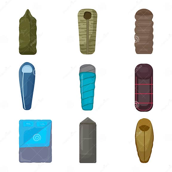 Sleeping Bag Icons Set Cartoon Vector. Adventure Blanket Stock Vector ... Sleeping Bag Icons Set Cartoon Vector. Adventure Blanket Stock Vector ...