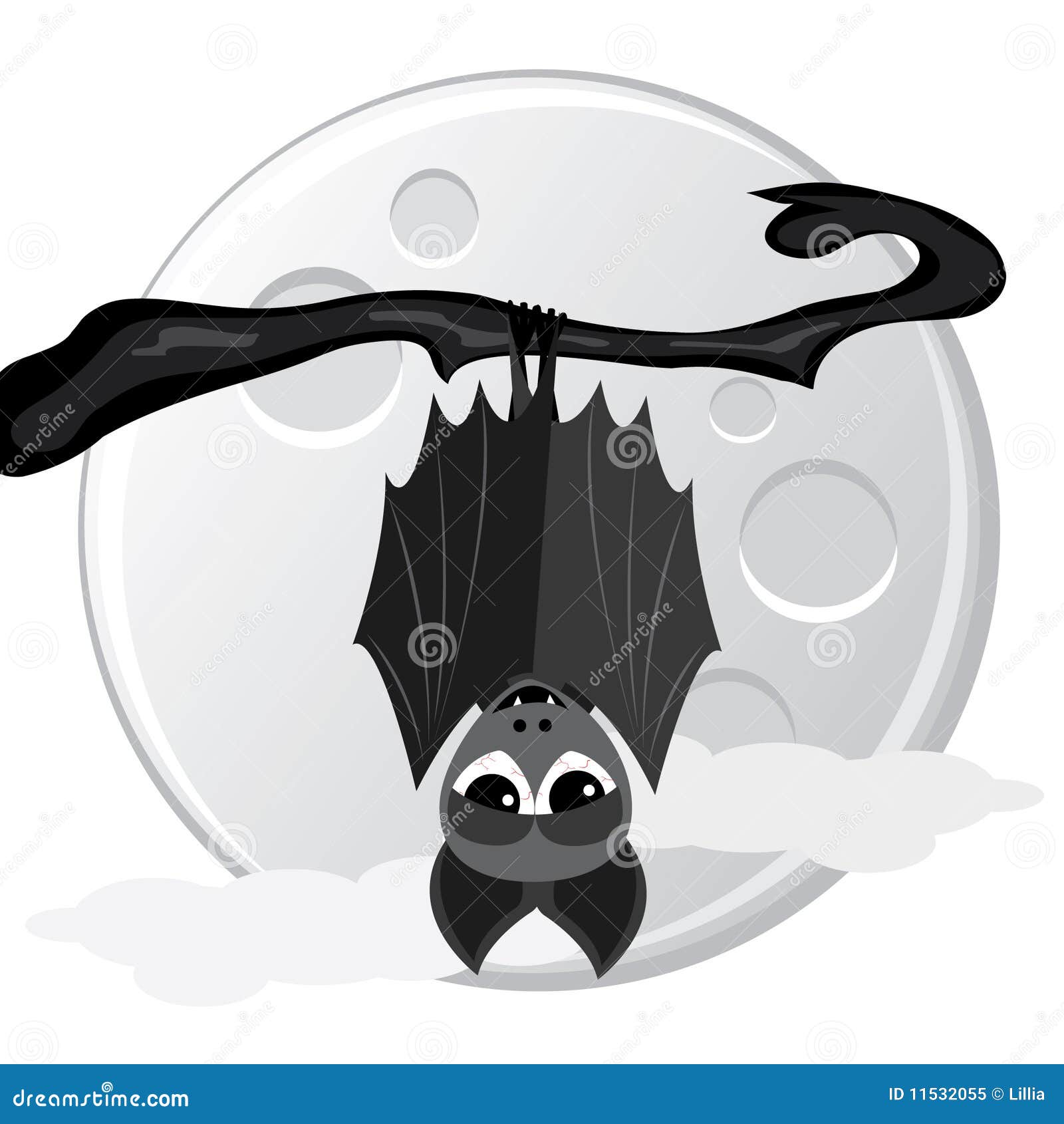 Sleeping bat on the tree stock vector. Illustration of trick - 11532055