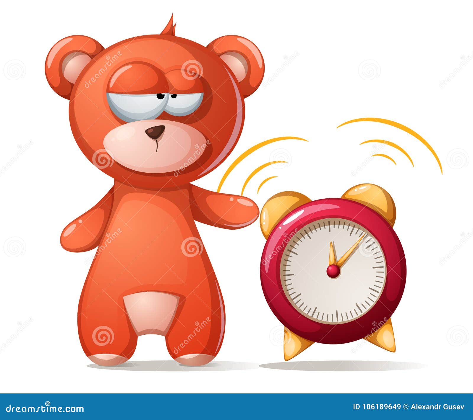 Cute Alarm Clock Child Ticker Kid Character Icons Symbols Set Isolated ...