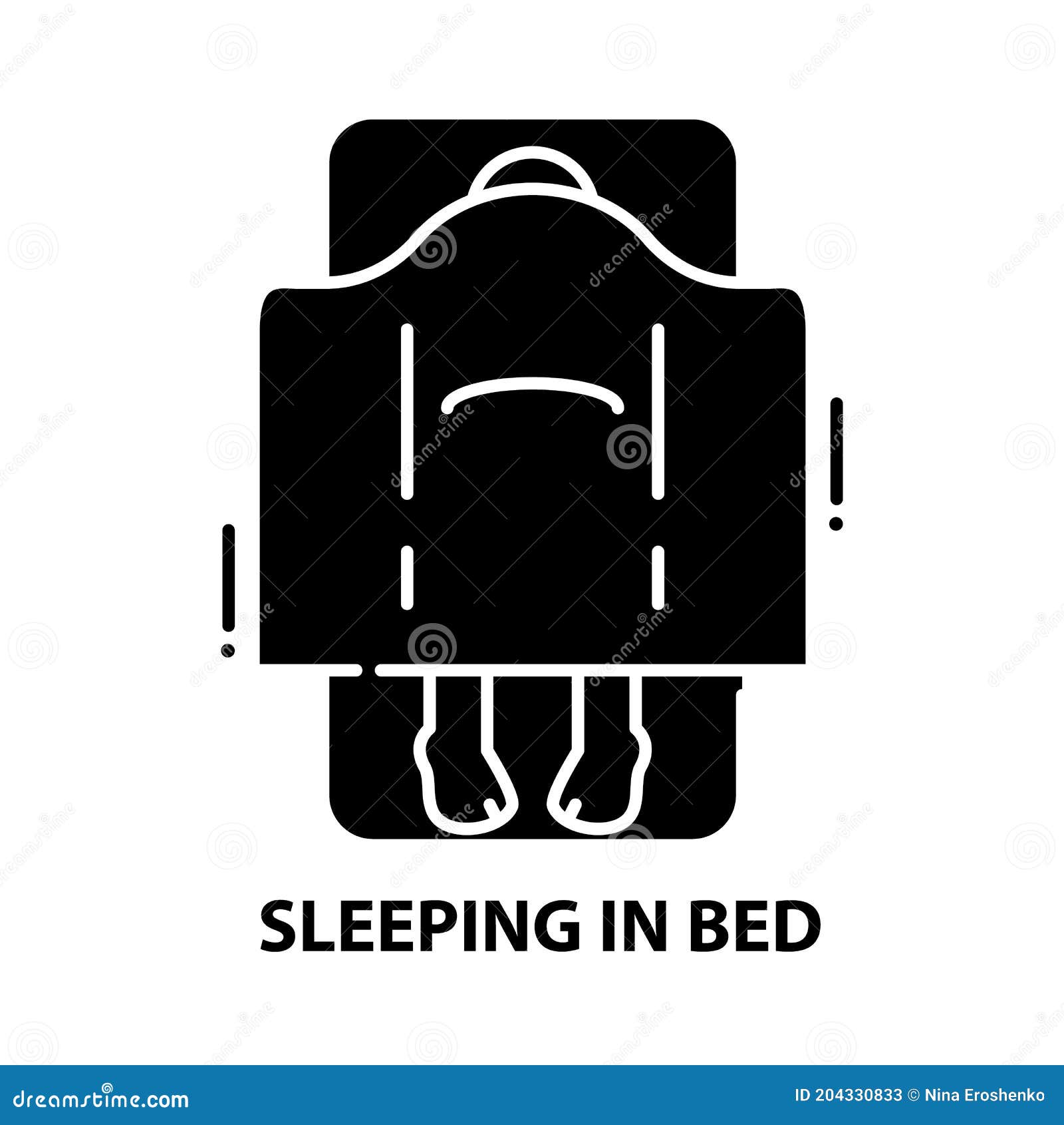 Sleeping in Bed Icon, Black Vector Sign with Editable Strokes, Concept ...