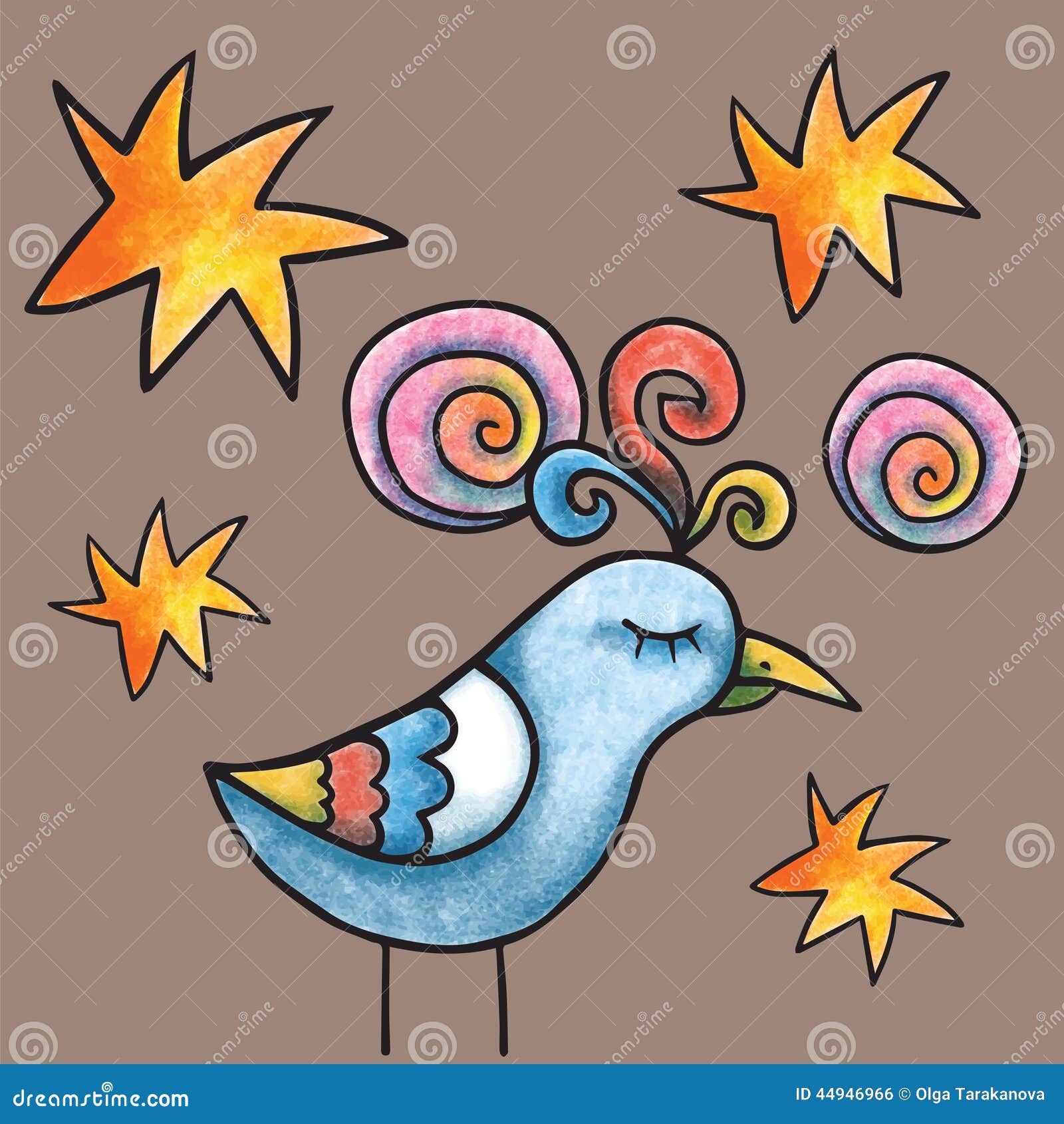 Sleeping bird stock vector. Illustration of sleep, decorative - 44946966