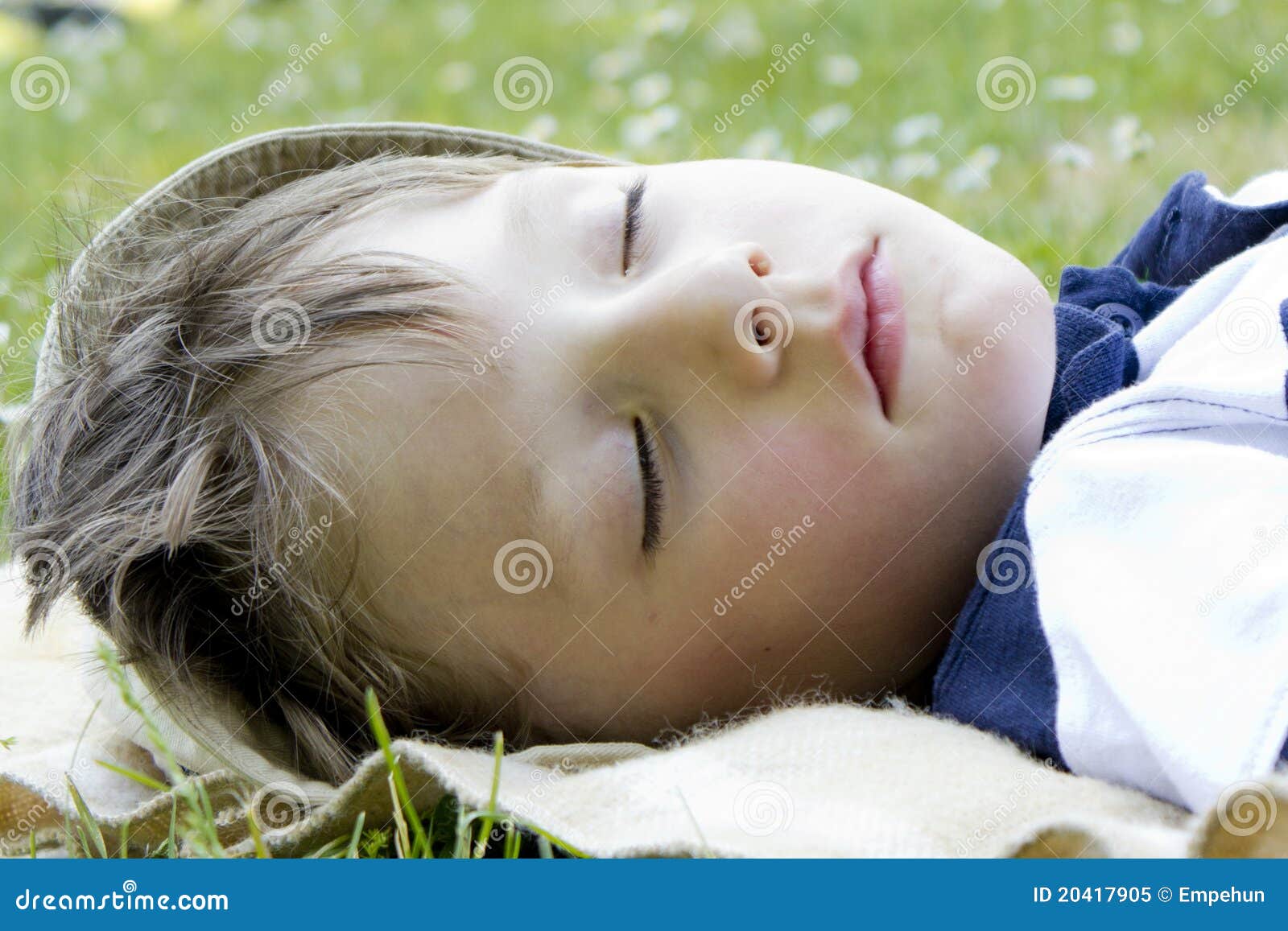 Sleeping boy stock image. Image of alone, nature, grass - 20417905