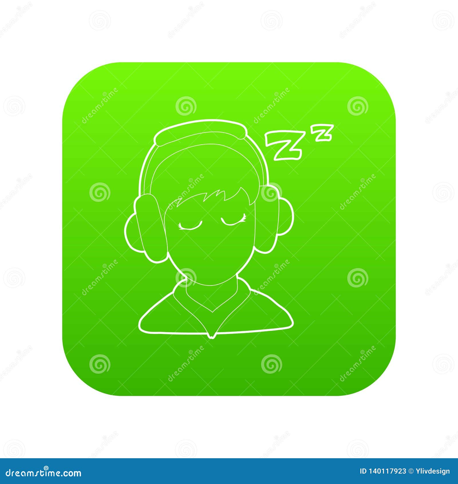 Sleeping Boy Icon Green Vector Stock Vector - Illustration of face ...