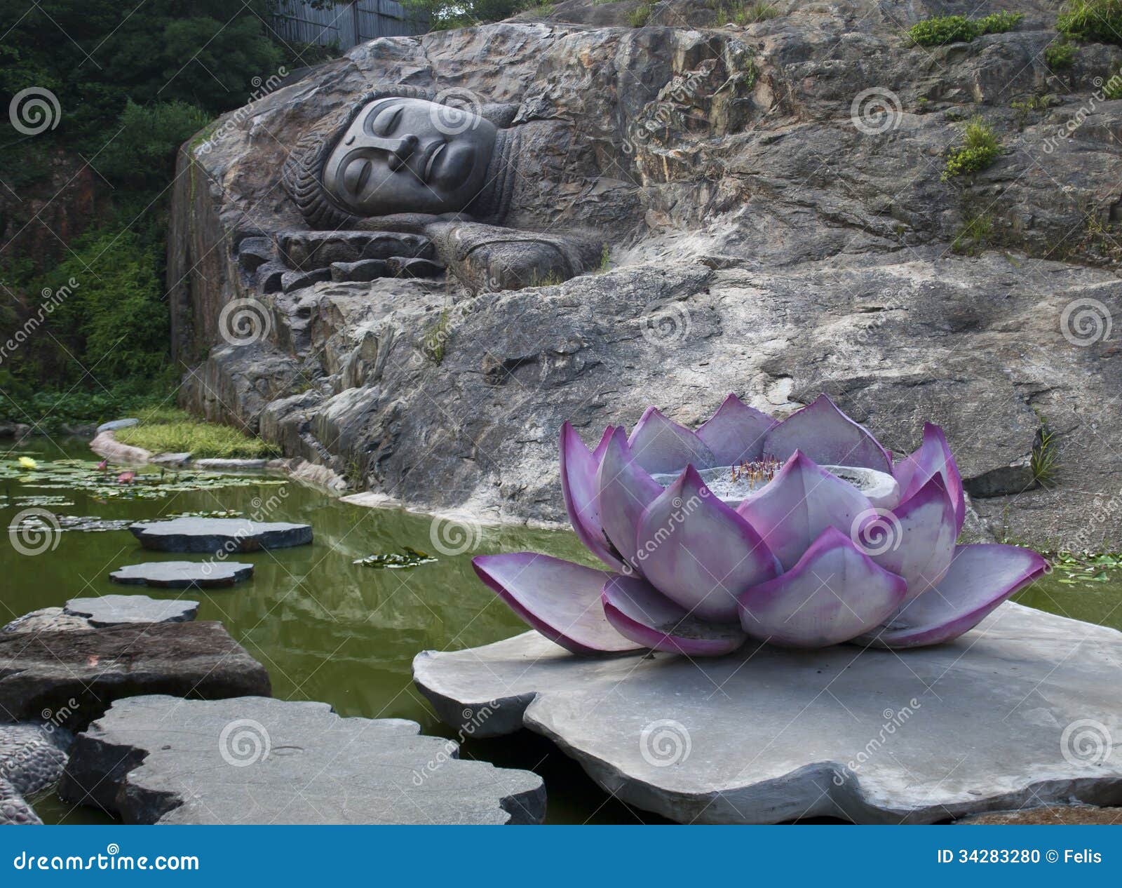 Sleeping buddha statue stock photo. Image of contemplation - 34283280
