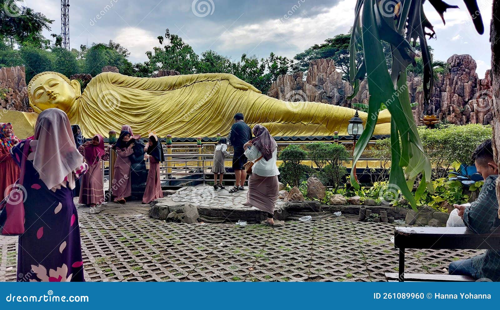 The Sleeping Buddha Statue or Rupang Sleeping Buddha in Trowulan ...