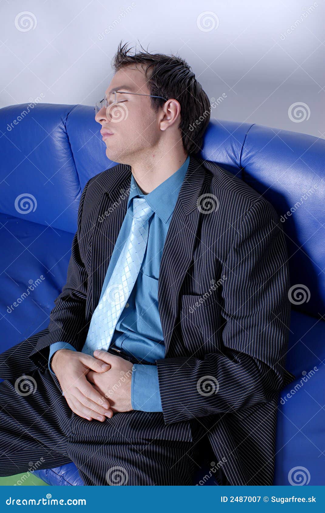 Sleeping Business Man stock image. Image of dozing, blue - 2487007