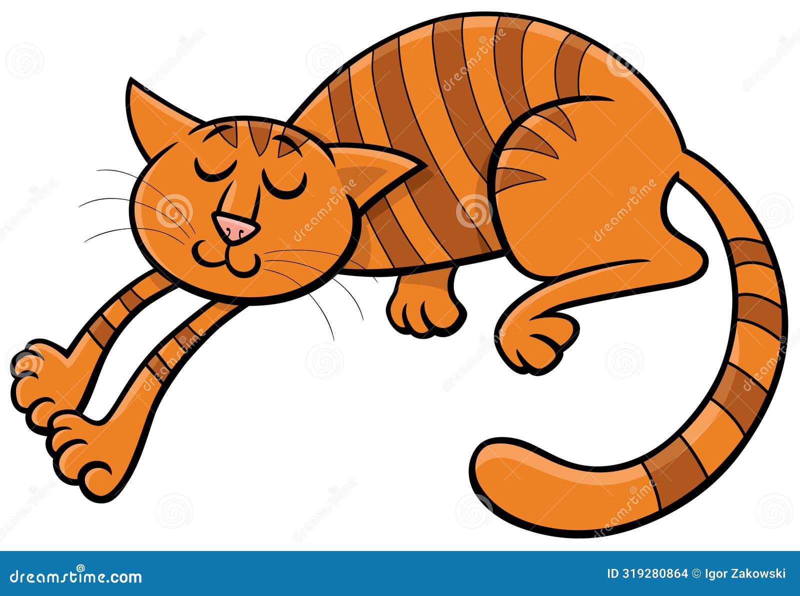 Sleeping Cartoon Cat or Kitten Animal Character Stock Vector ...
