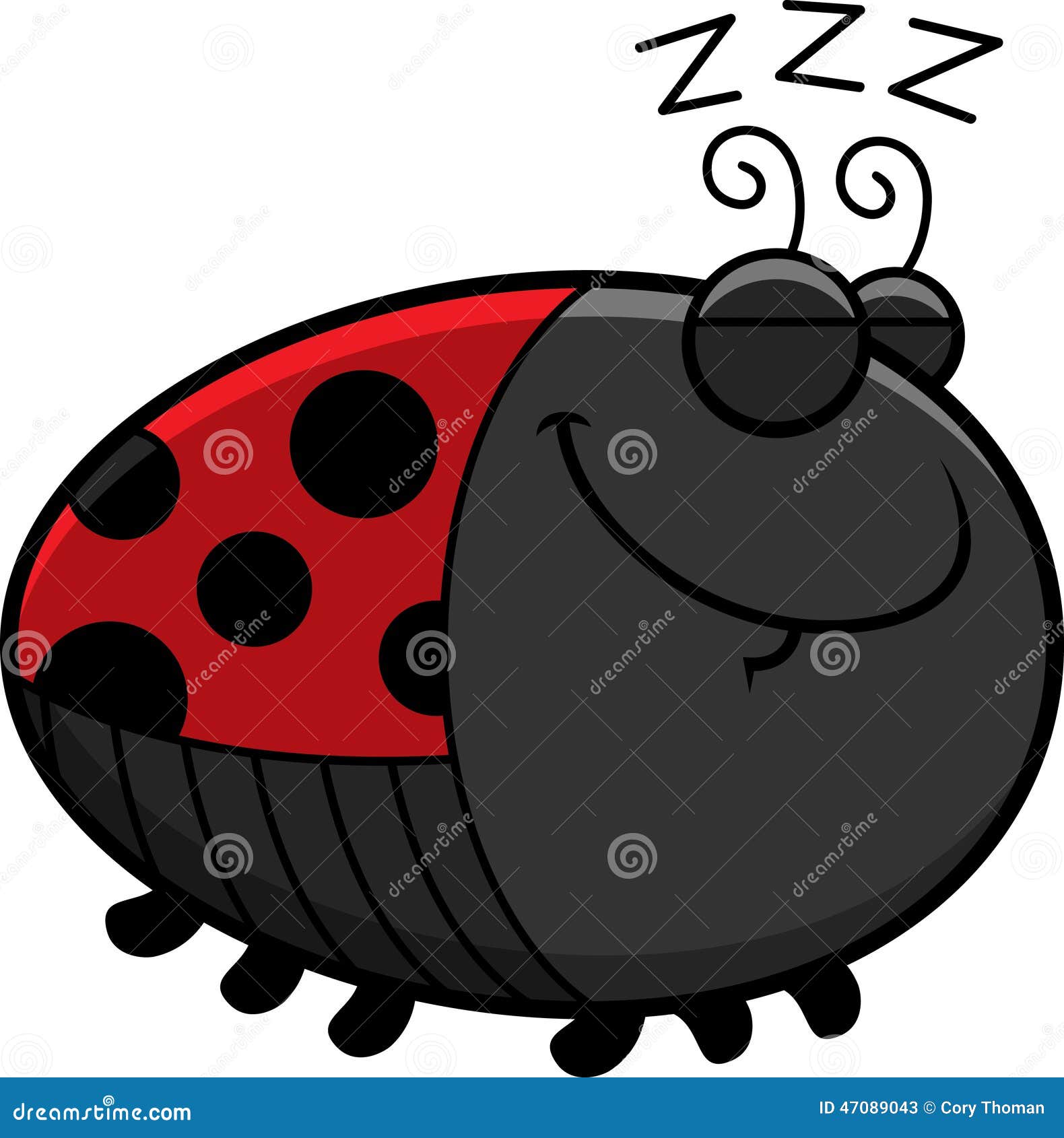 Sleeping Cartoon Ladybug stock vector. Illustration of cartoon - 47089043