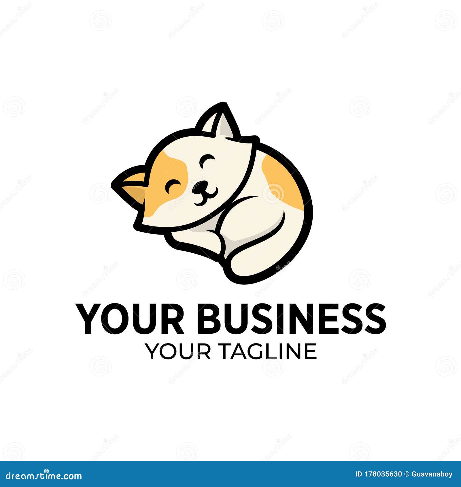 Sleeping Cat Logo Design for Pet Shop Stock Vector - Illustration of ...
