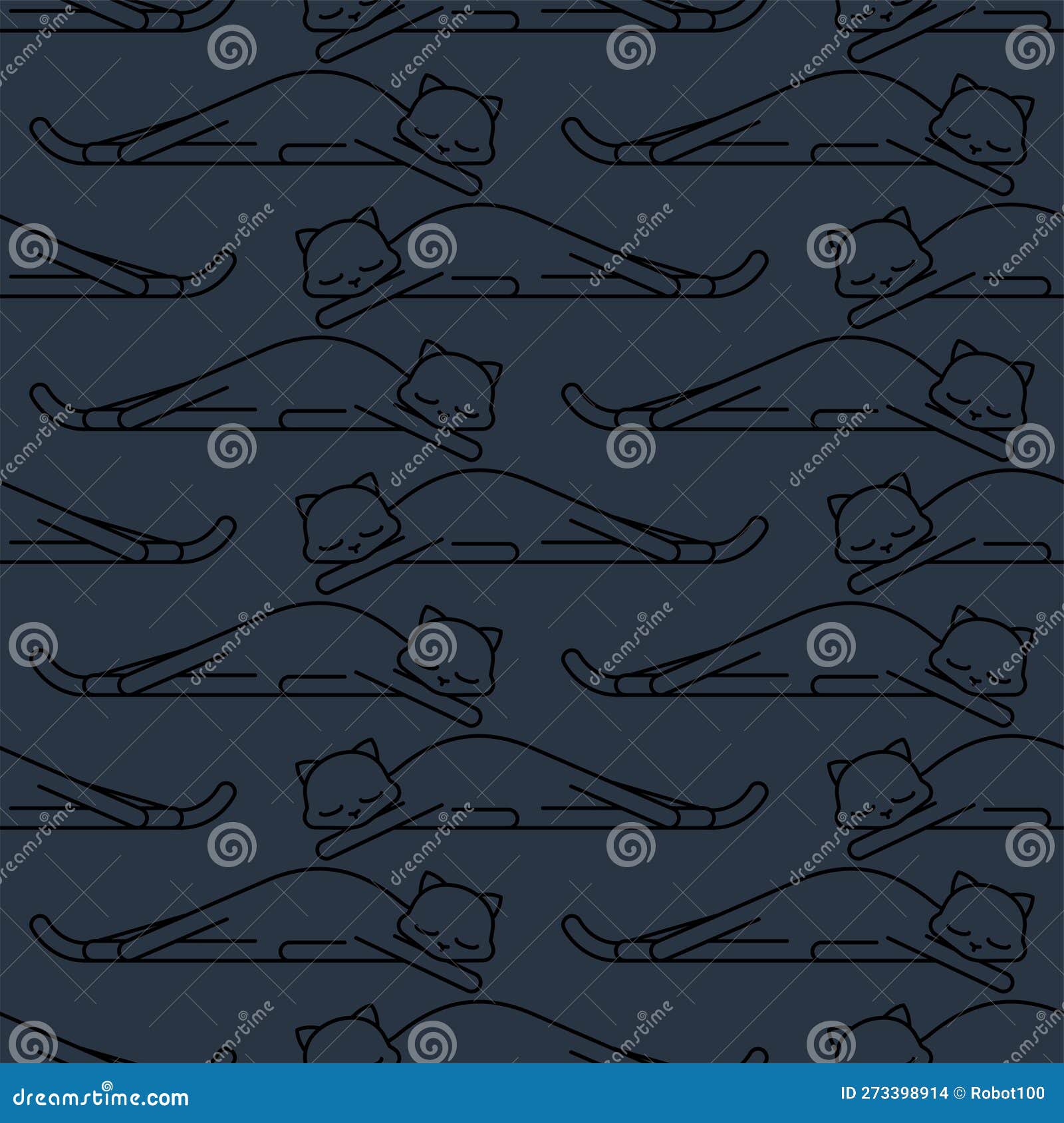 Sleeping Cat Pattern Seamless. Pet Sleeping Background Stock Vector ...