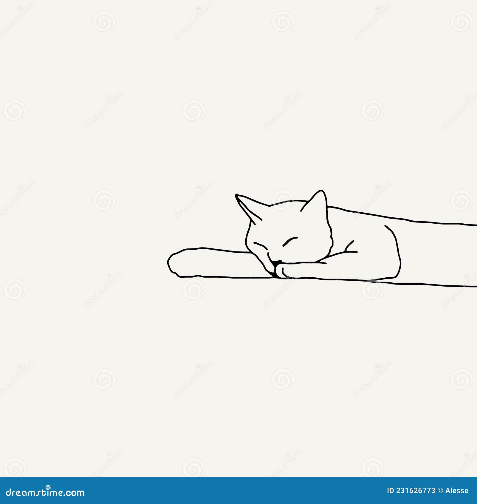 Sleeping Cat Vector Illustration in Doodle Style Stock Vector ...