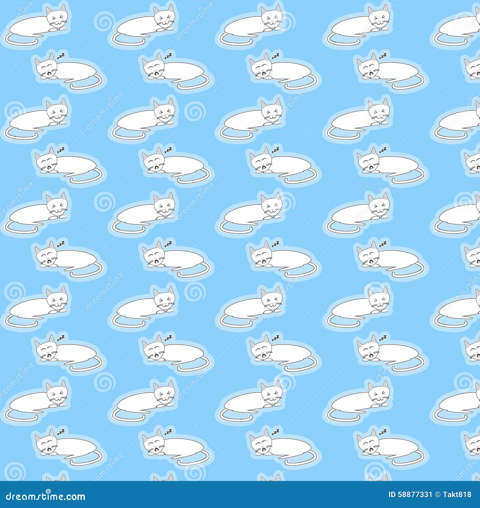 Sleeping Cats Pattern Background Stock Vector - Illustration of white ...