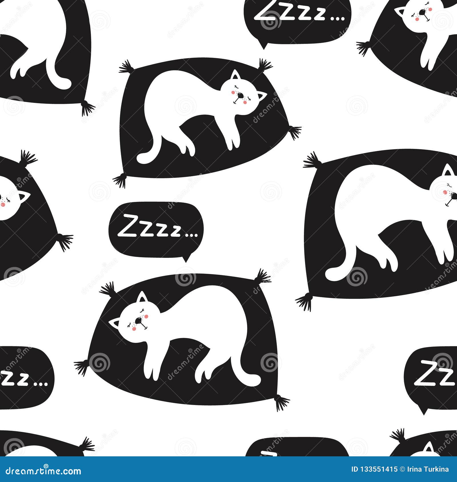 Sleeping Cats, Seamless Pattern Stock Vector - Illustration of poster ...