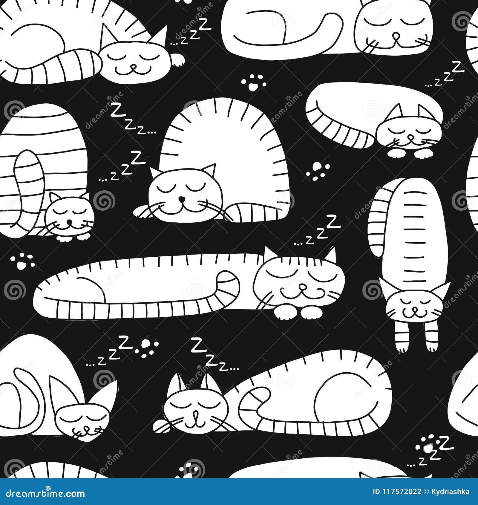 Sleeping Cats, Seamless Pattern for Your Design Stock Vector ...
