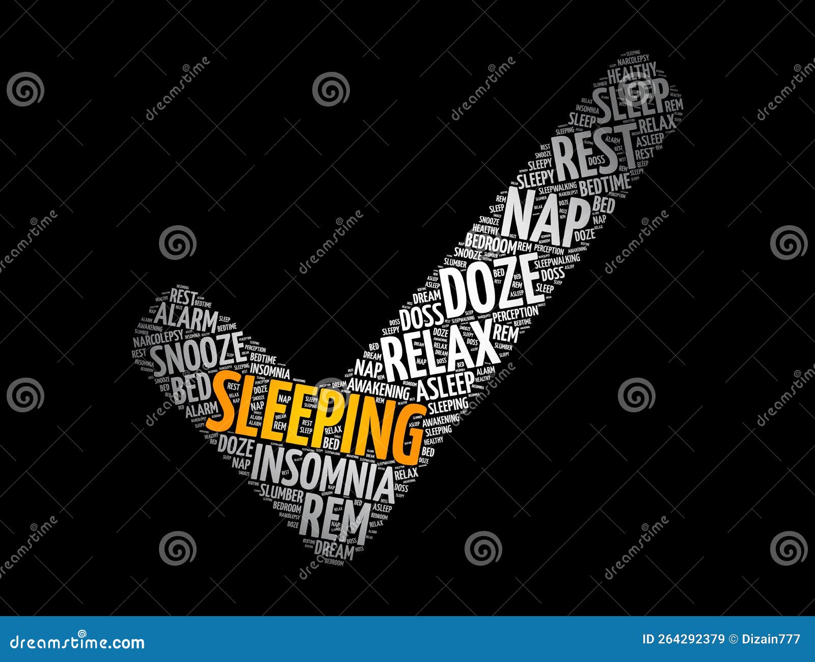 Sleeping Check Mark Word Cloud Collage, Concept Background Stock ...
