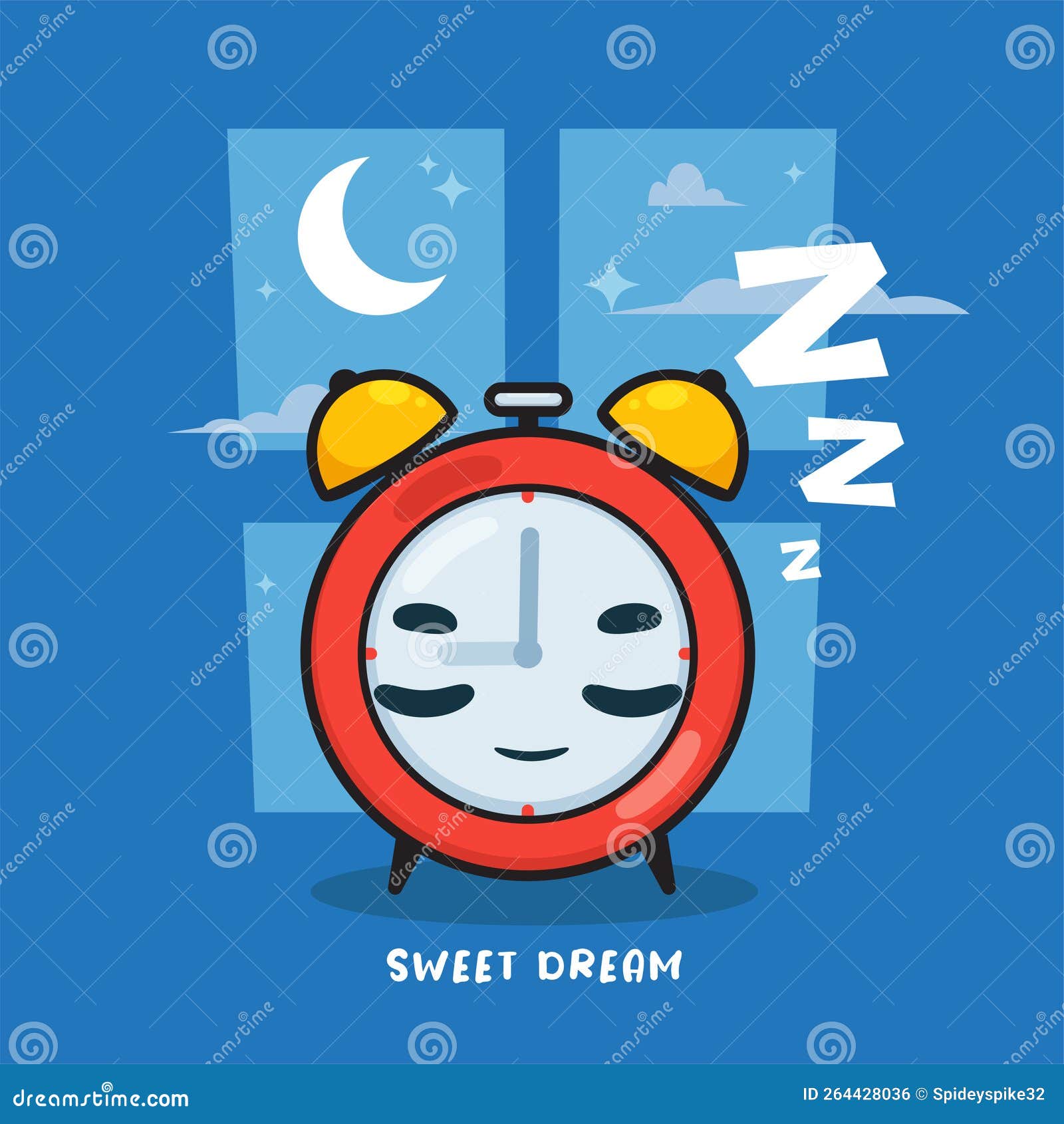 The Sleeping Clock. Isolated Vector Illustration Stock Illustration ...