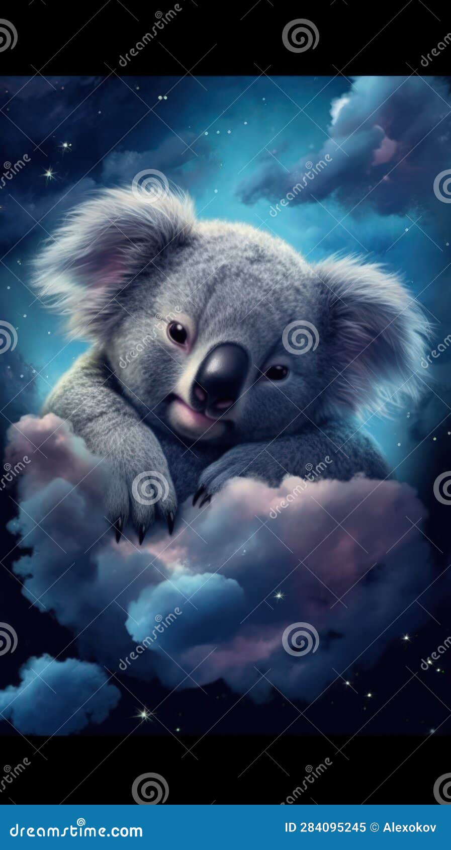 Sleeping on a Cloud: Dark Matter Art in Realistic Blue and Black Colors ...