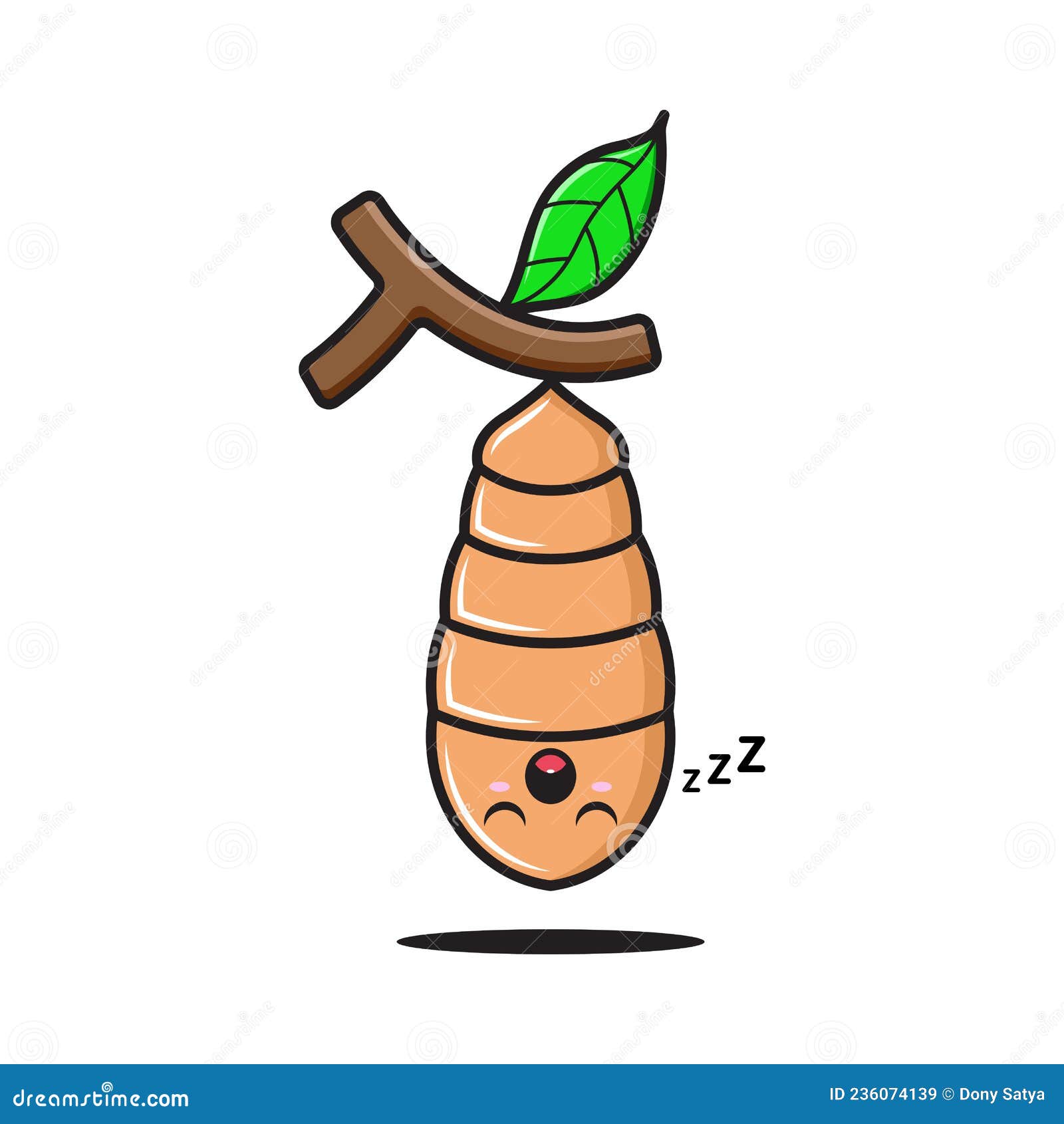 Sleeping Cocoons Hanging From Tree Branches Cartoon Vector ...