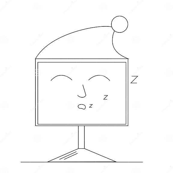 Sleeping computer in a cap stock vector. Illustration of vector - 146928748