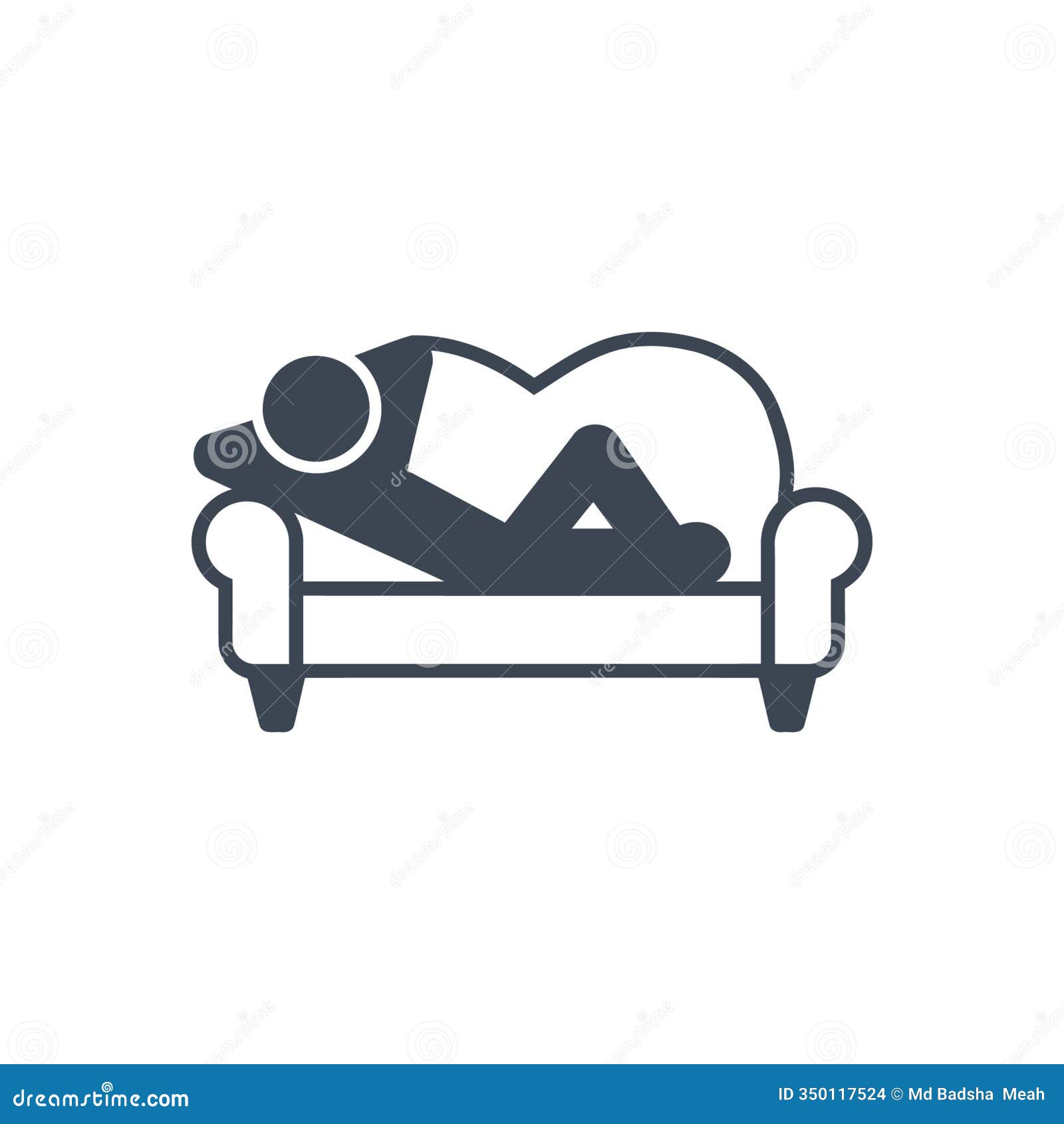 Sleeping Couch Rest Icon stock vector. Illustration of sleeping - 350117524