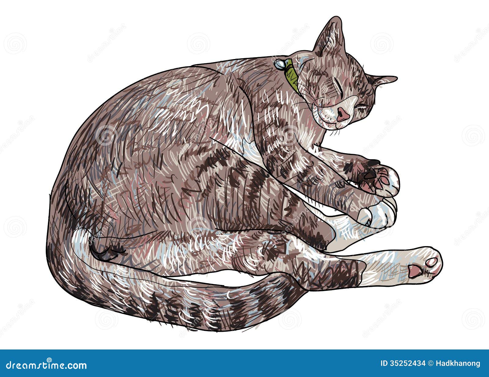 Sleeping cute cat stock vector. Illustration of mammal - 35252434