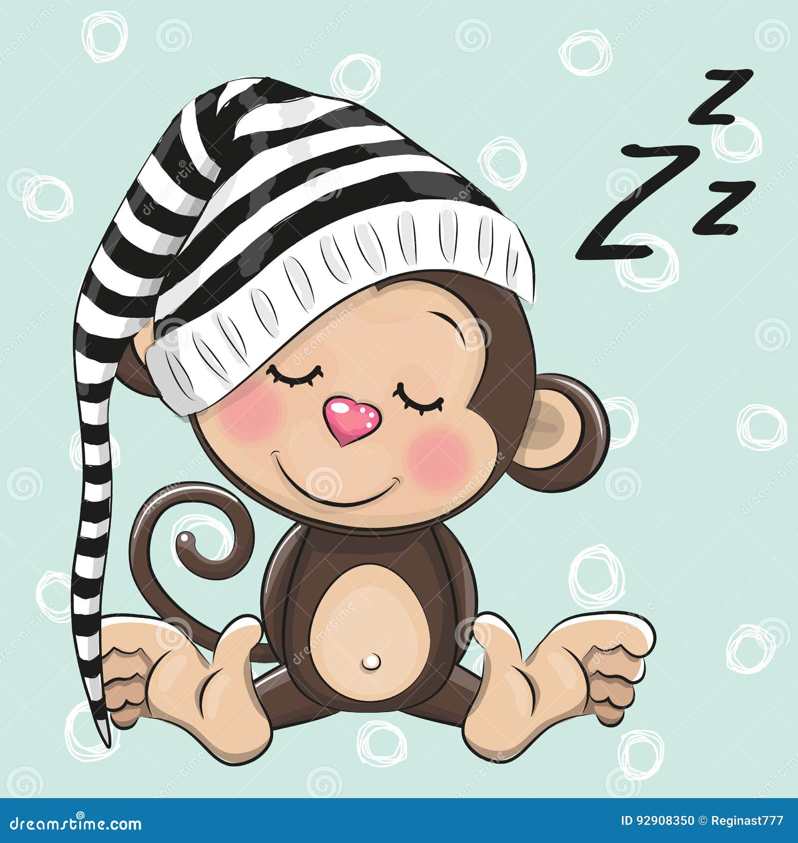 Sleeping Cute Monkey in a Hood Stock Vector - Illustration of mothers ...