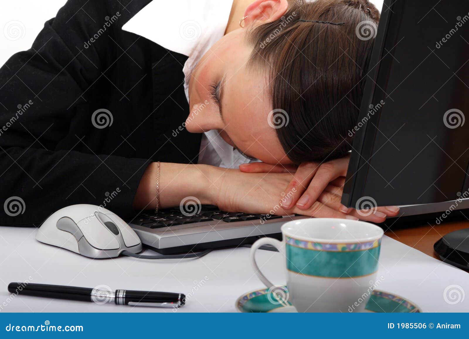 Sleeping on desk stock photo. Image of woman, stressed - 1985506