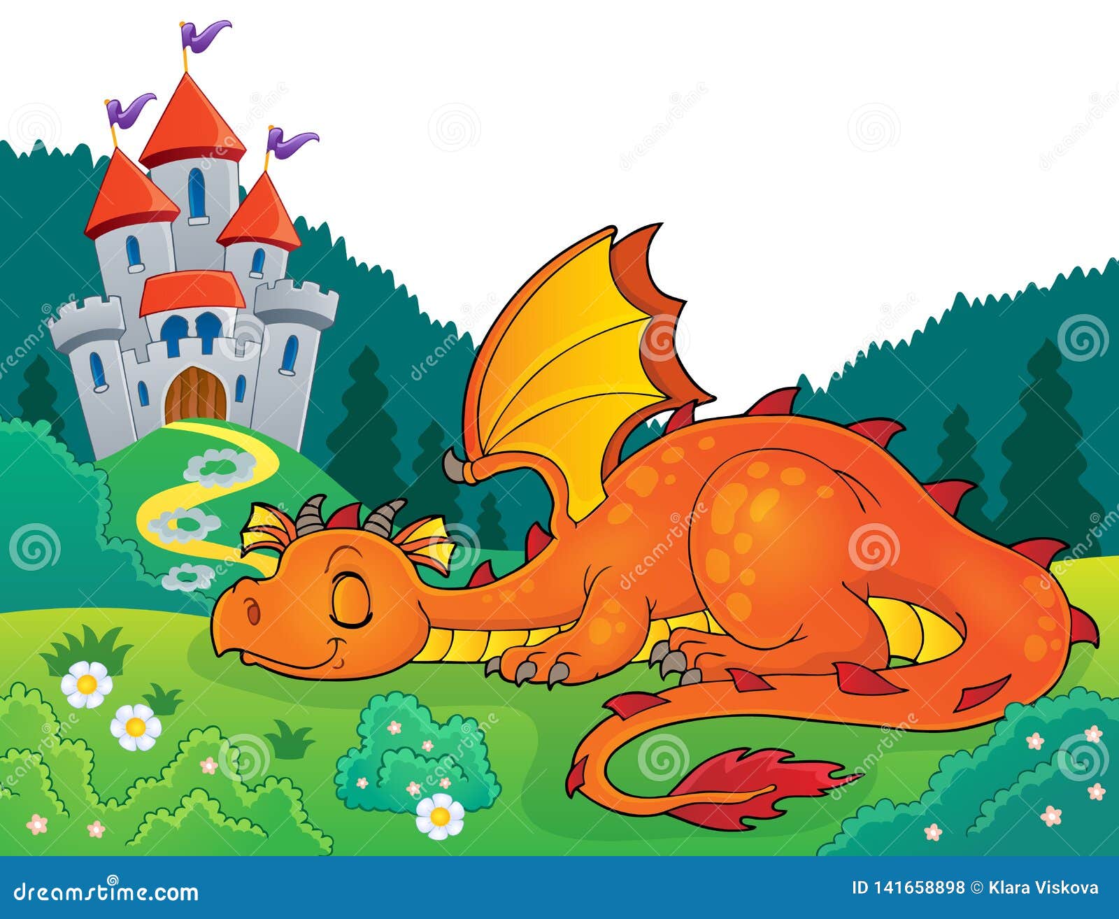 Sleeping Dragon Cartoon Vector | CartoonDealer.com #52795903