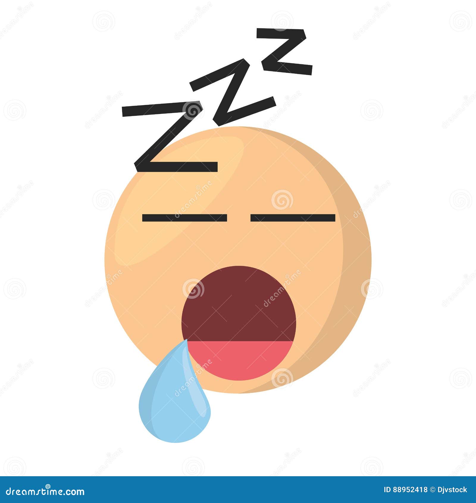 Sleeping Emoticon Isolated On White Background. Cartoon Vector ...