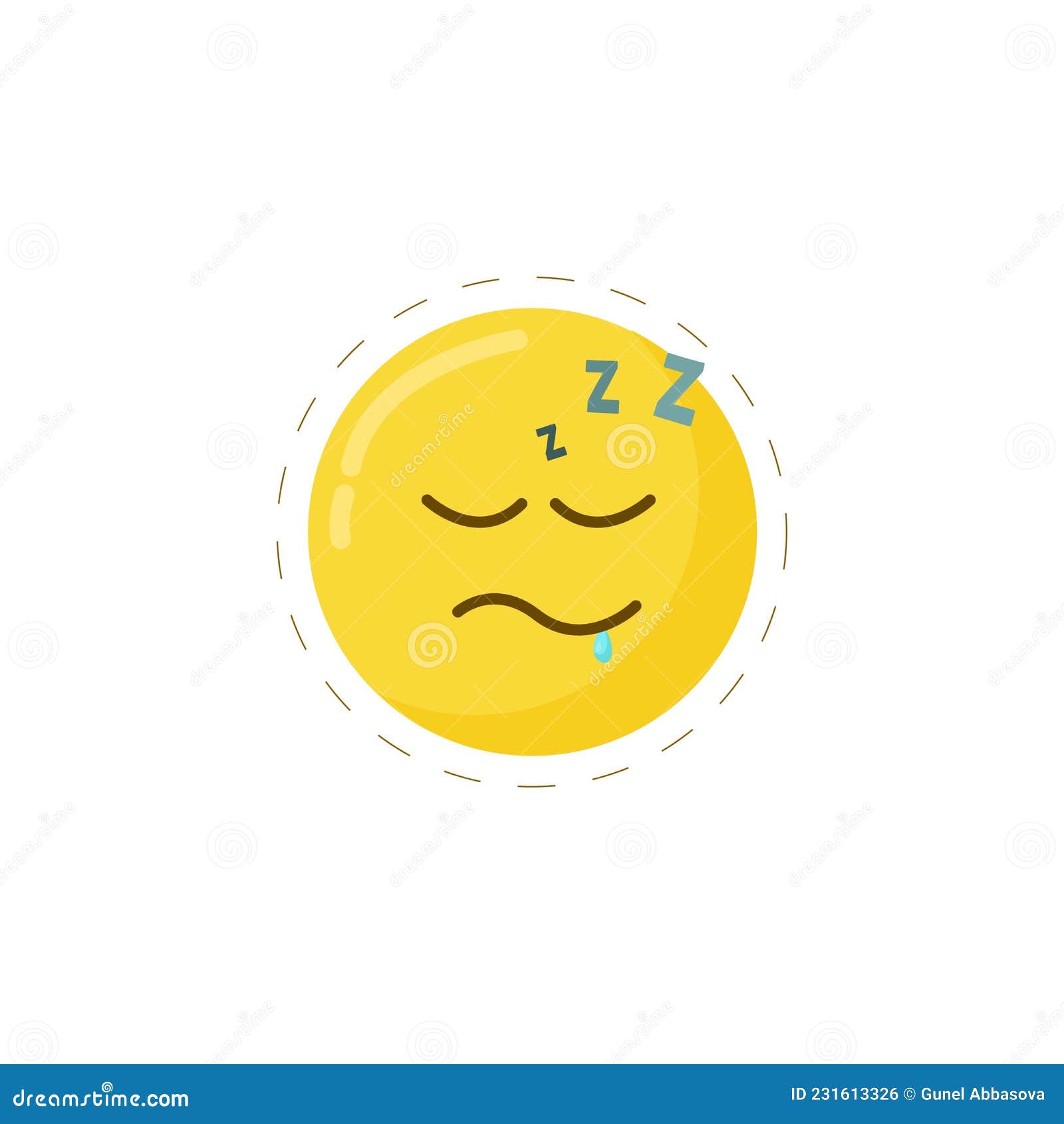 Sleeping Emoticon Isolated On White Background. Cartoon Vector ...