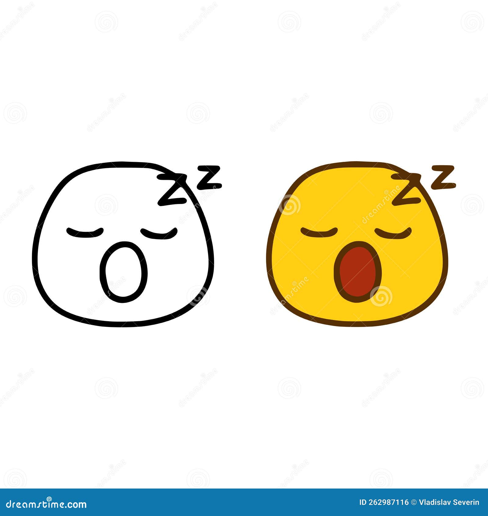 Sleeping Emoticon in Doodle Style Stock Illustration - Illustration of ...