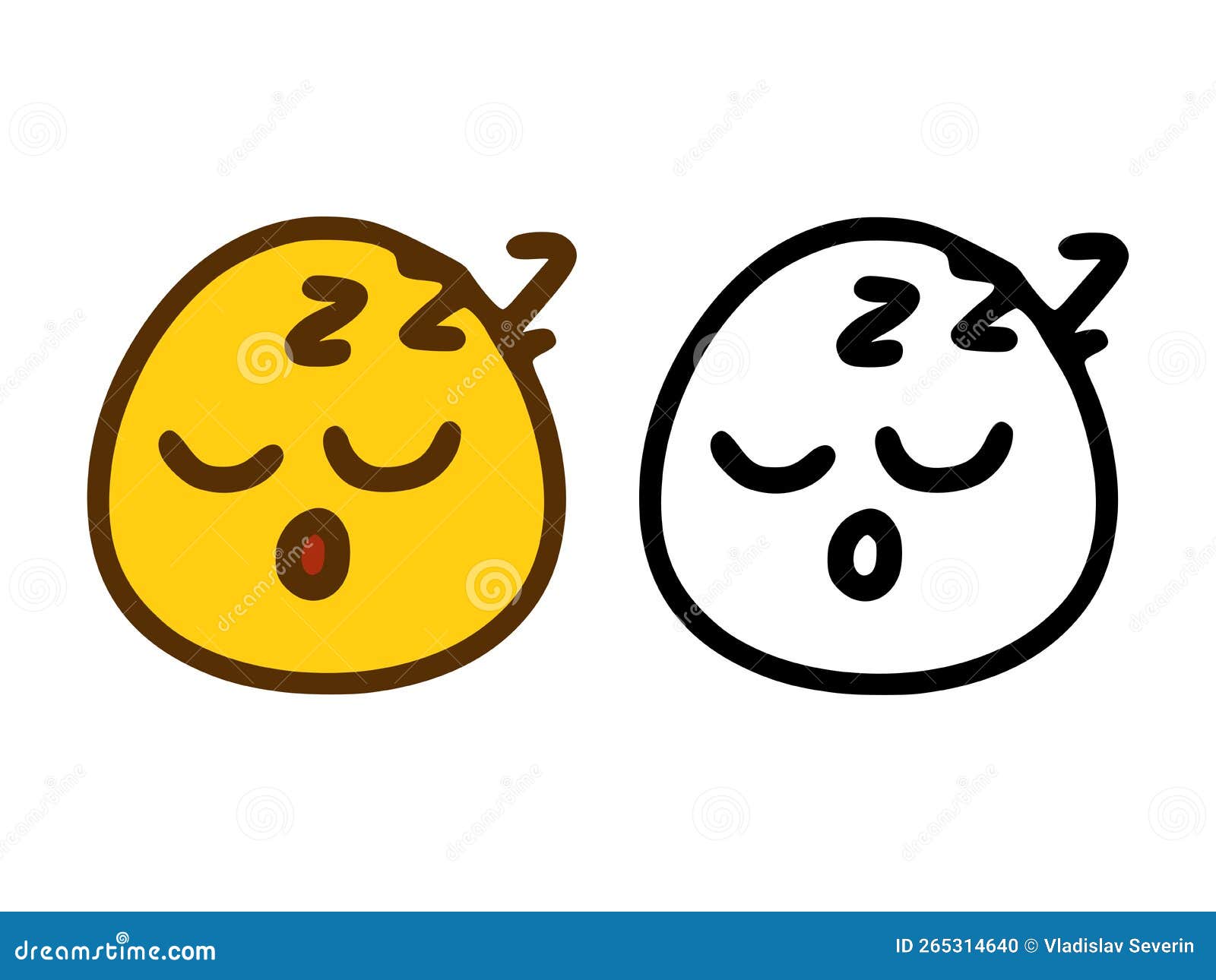 Sleeping Emoticon In Doodle Style. Cartoon Face Expressions Stock Photo ...