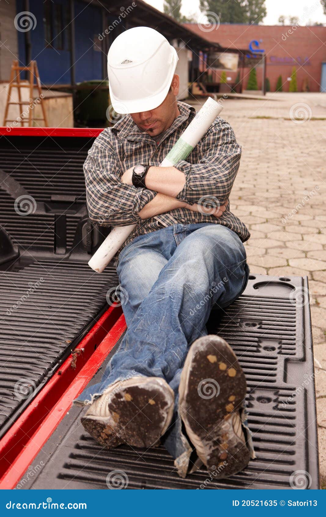 Sleeping engineer stock image. Image of blueprint, engineer - 20521635