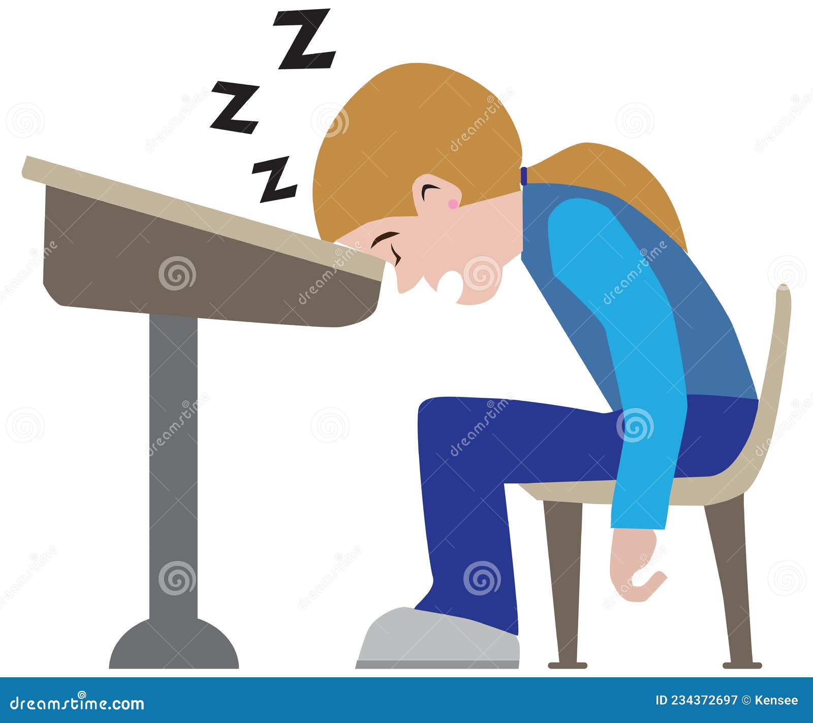 Sleeping Female Cartoon Student Stock Vector - Illustration of child ...