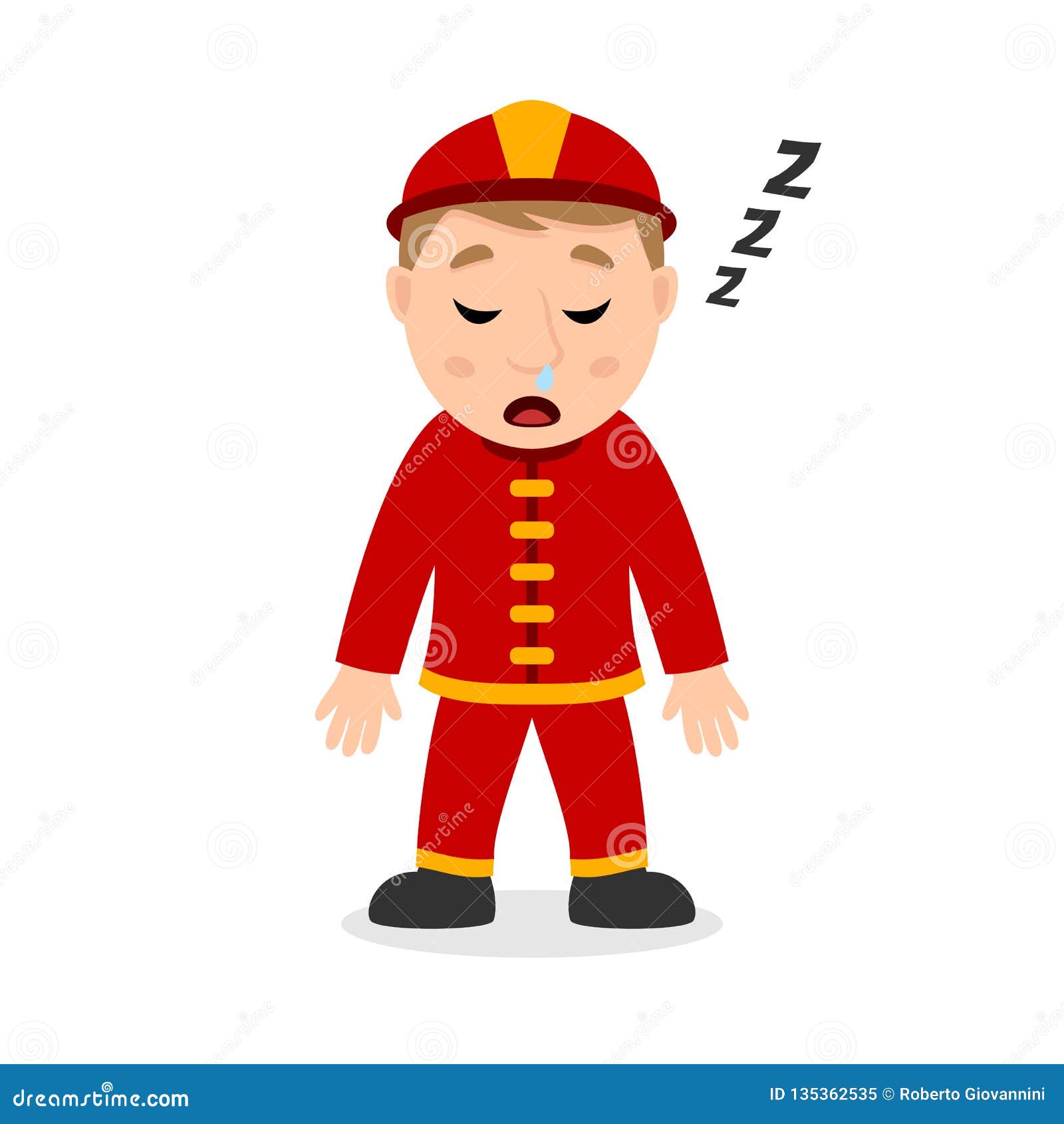 Sleeping Fireman Cartoon Character Stock Vector - Illustration of ...