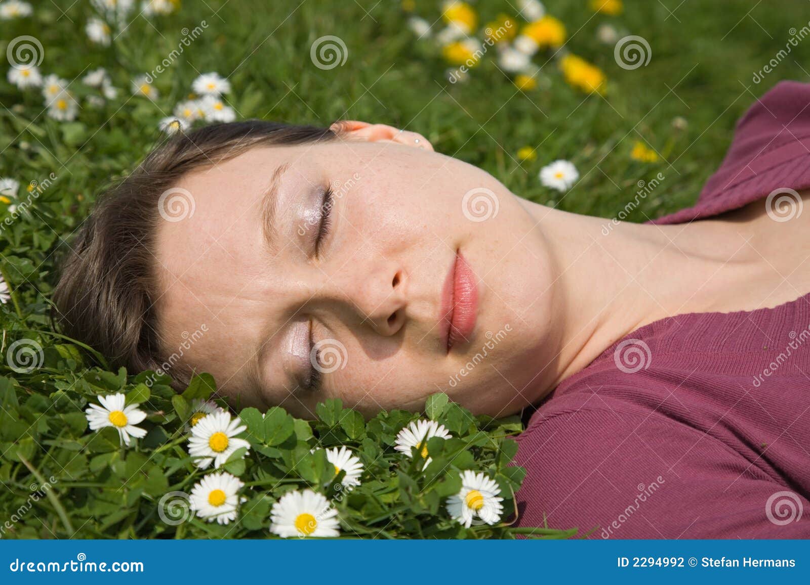 Sleeping with flowers stock photo. Image of blue, happiness - 2294992