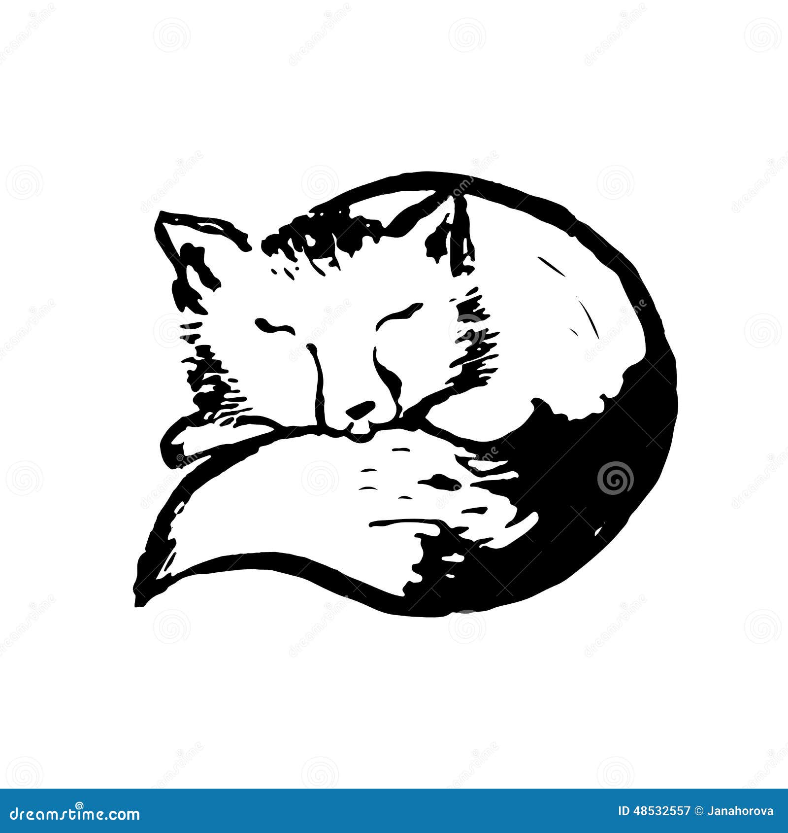 Sleeping fox stock vector. Illustration of symbol, square - 48532557