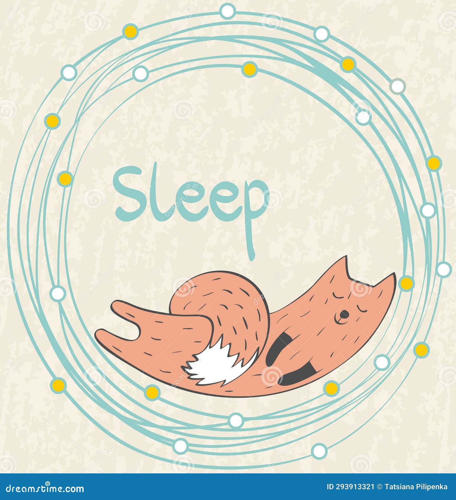 Sleeping fox stock vector. Illustration of character - 293913321
