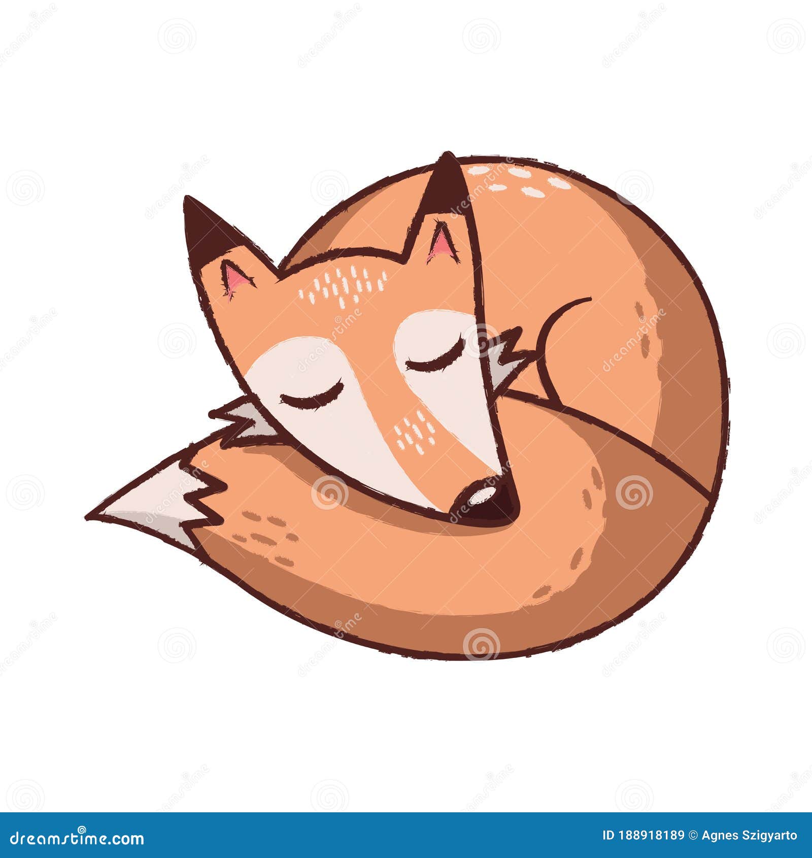 Sleeping Fox in Pencil Style Illustration Stock Vector - Illustration ...