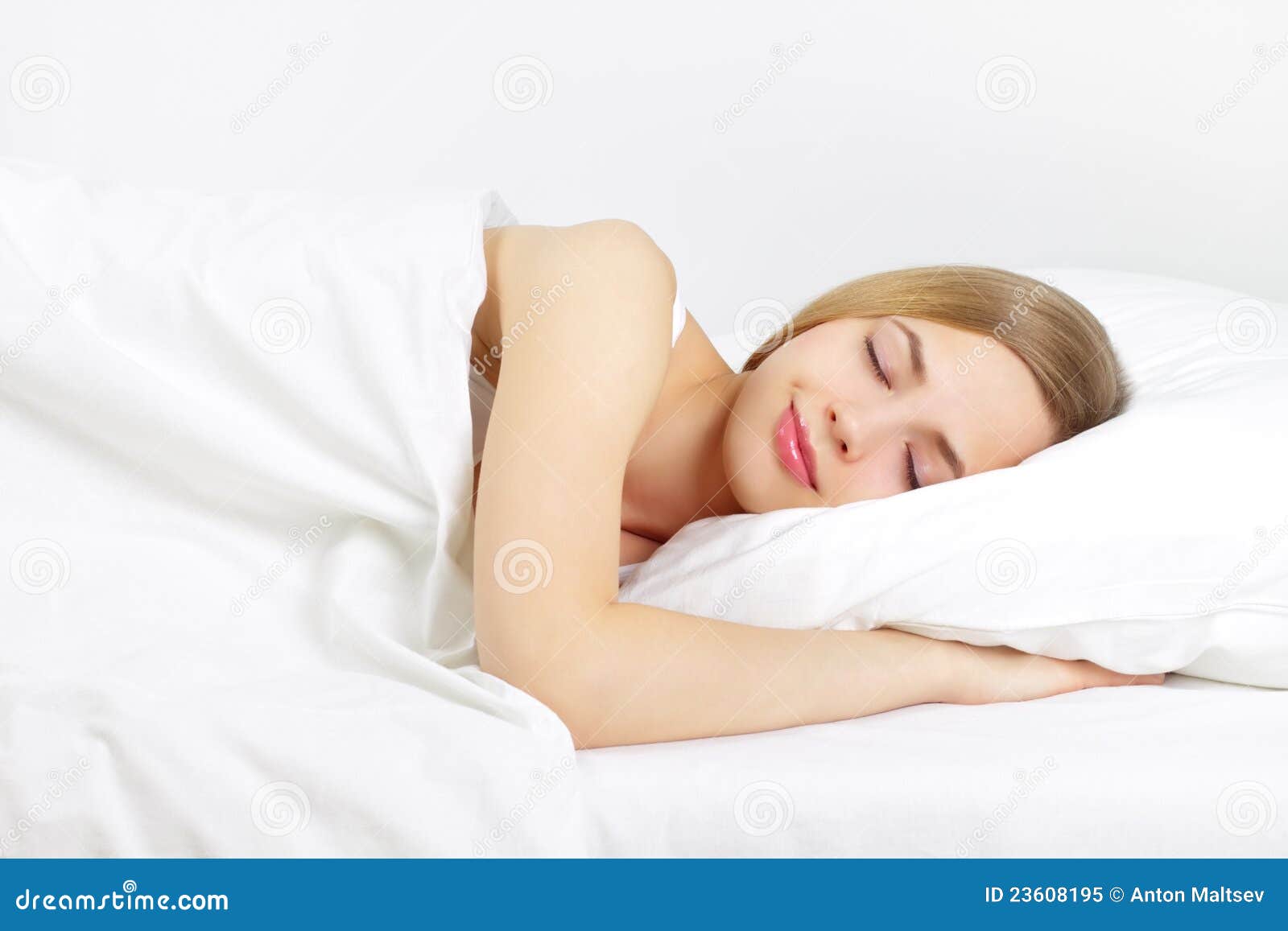 Sleeping Girl on the bed stock image. Image of healthy - 23608195