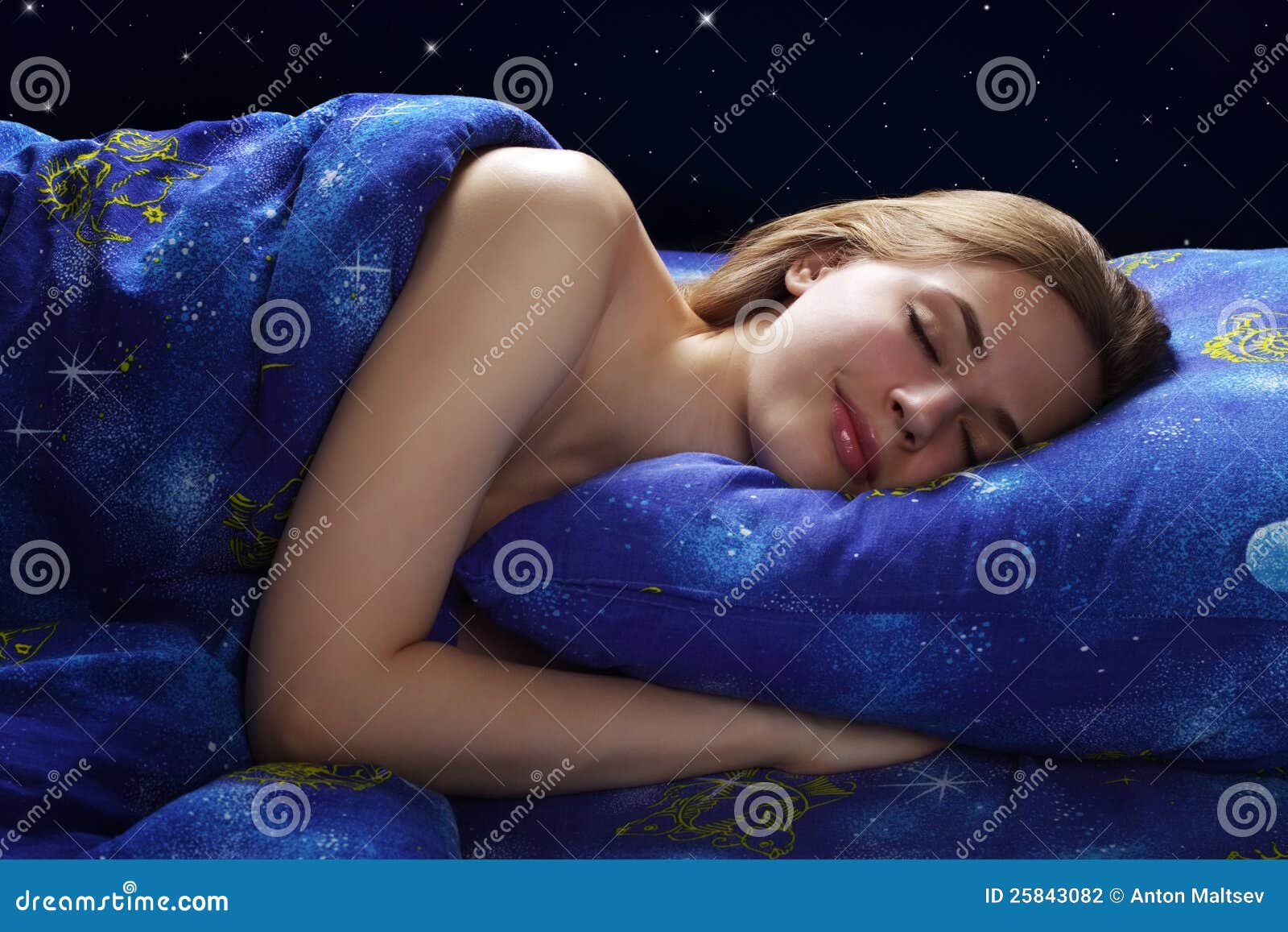 Sleeping Girl at night stock photo. Image of fantasy - 25843082