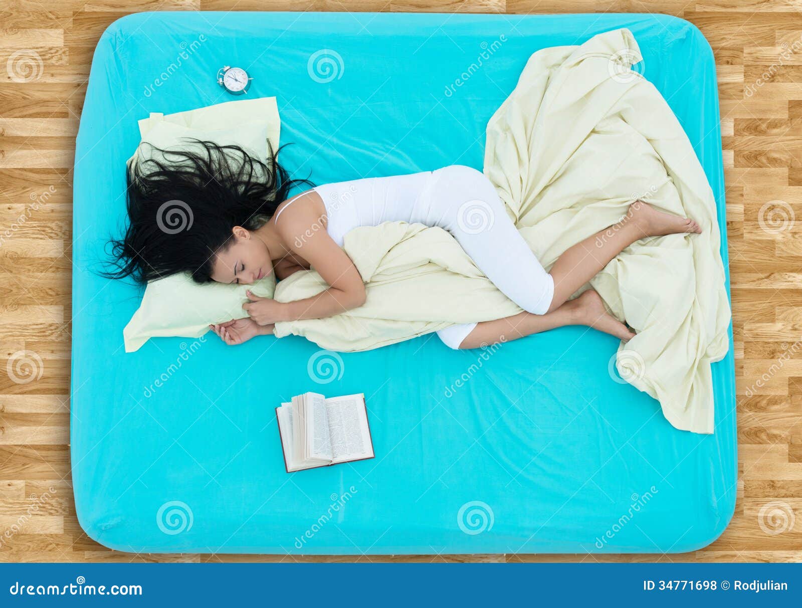 Sleeping Girl, View from Above Stock Photo - Image of clock, recreation ...