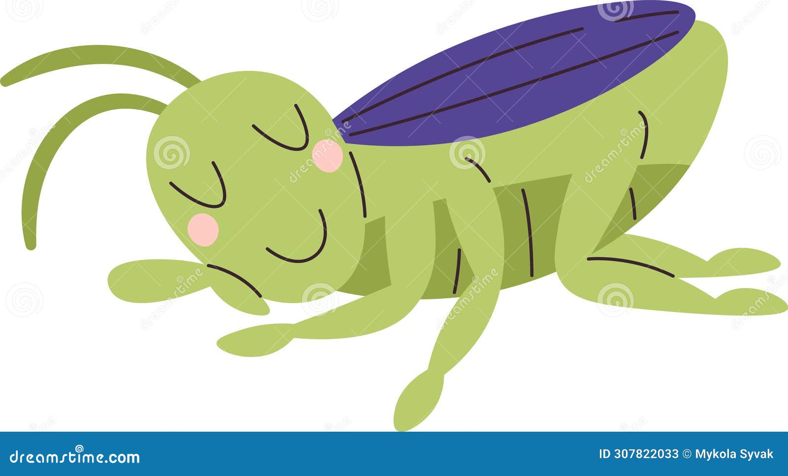 Sleeping Grasshopper Insect Stock Vector - Illustration of sleeping, isolated: 307822033