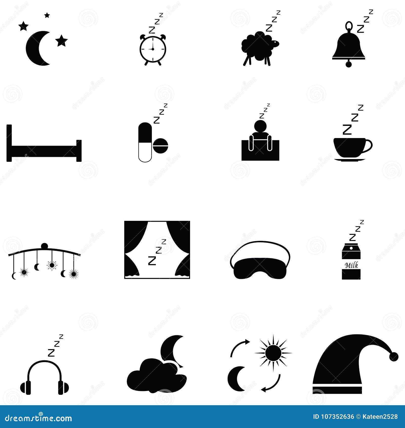 Sleeping icon set stock vector. Illustration of relaxation - 107352636