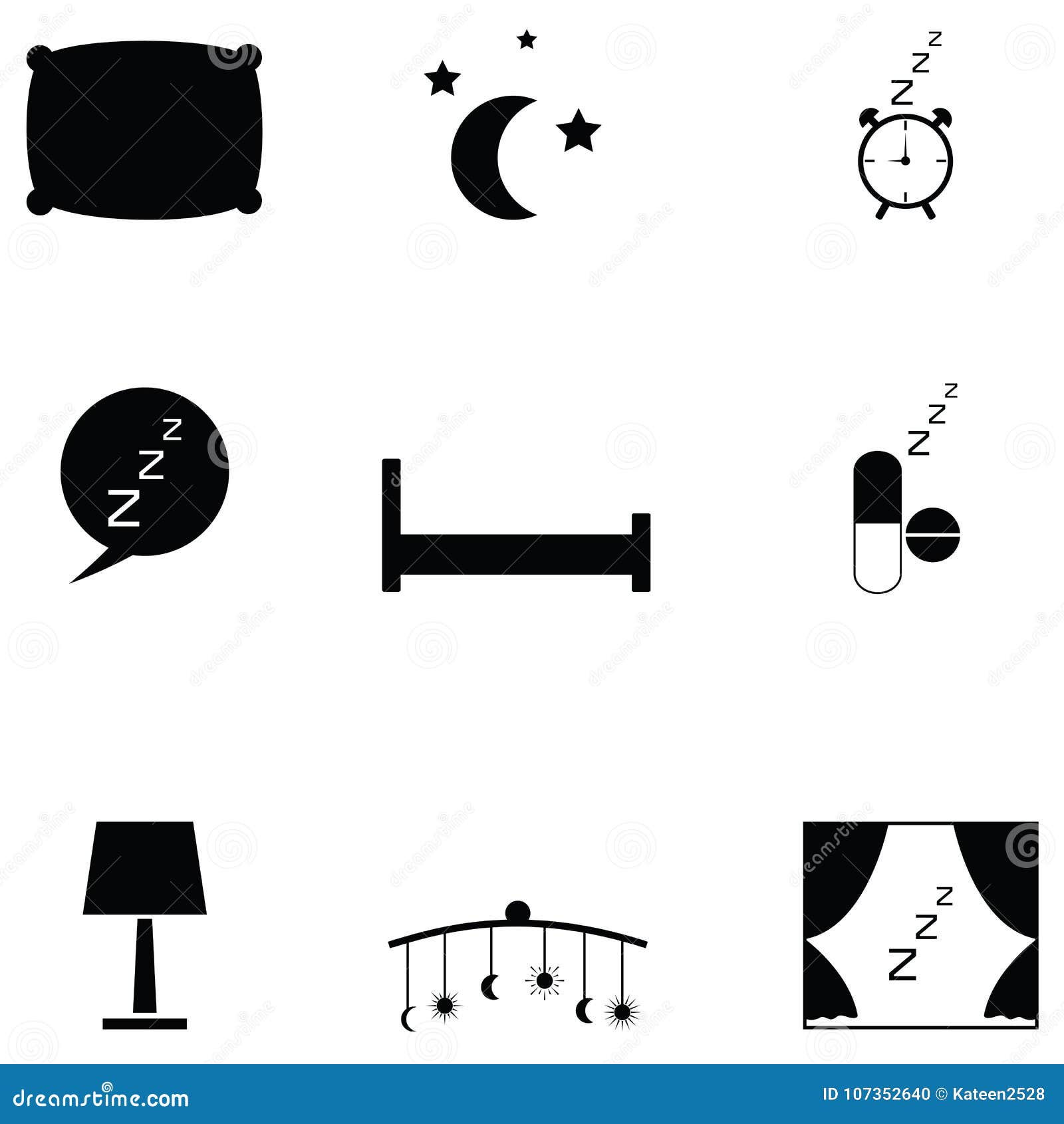 Sleeping icon set stock vector. Illustration of healthy - 107352640