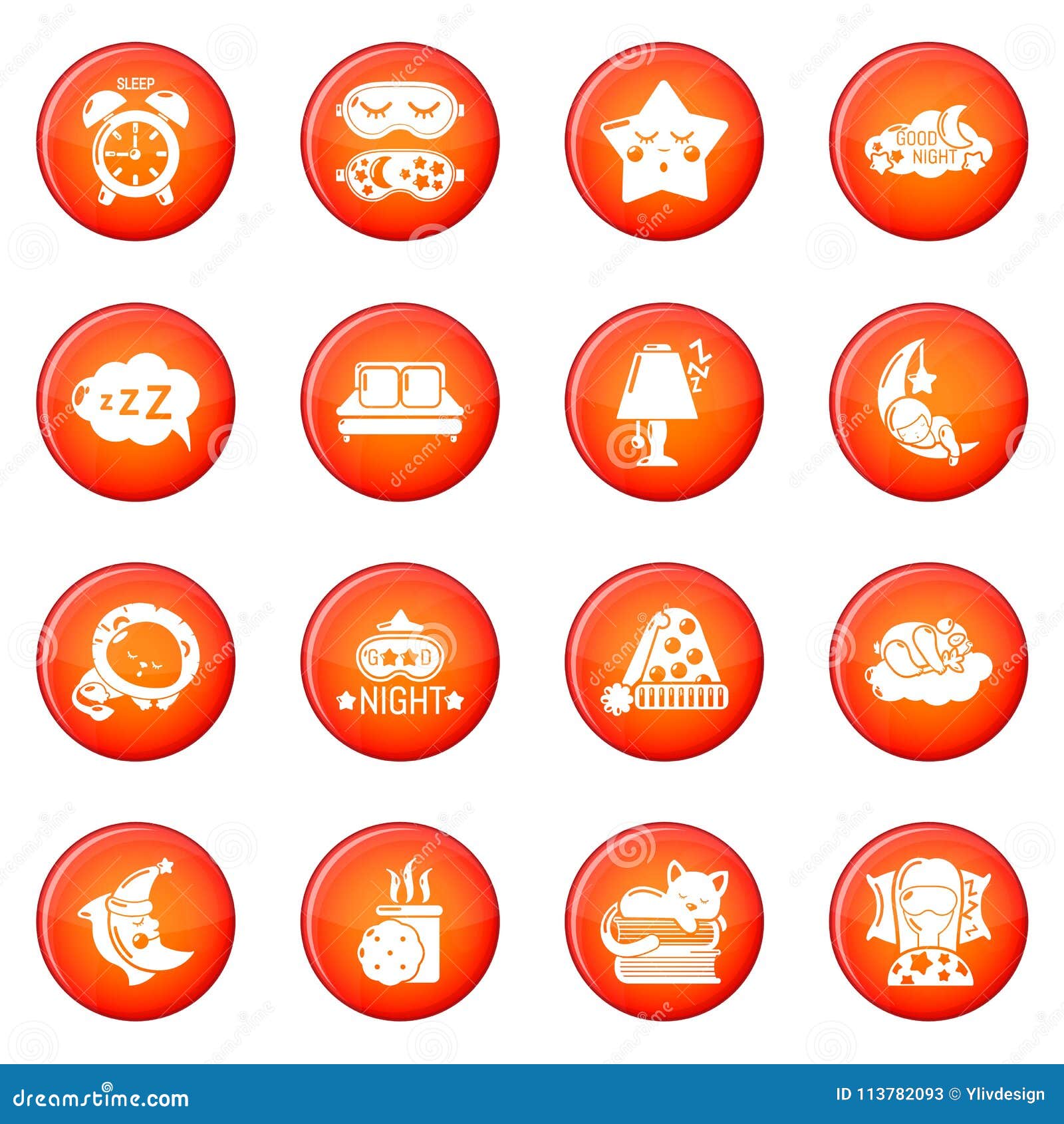 Sleeping Icons Set Red Vector Stock Vector - Illustration of button ...